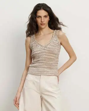 Veronica Beard Selwyn Knit Tank Top - Beige Multi