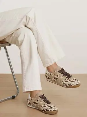 Veronica Beard Natalia Calf Hair Sneaker Sand Brown Multi
