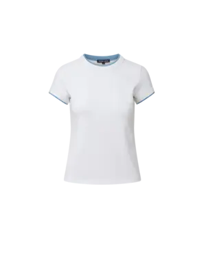 Veronica Beard Devin Crewneck T-shirt White Blue River - White/blue River
