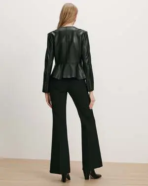 Veronica Beard Quinn Leather Peplum Jacket