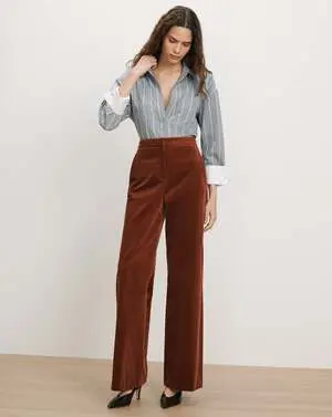 Veronica Beard Holt Corduroy Wide-leg Pant - Rust