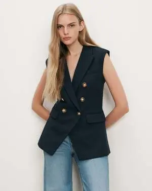 Veronica Beard Miller Tailored Vest - Navy