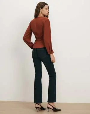 Veronica Beard Drew Brooch Blouse - Rust