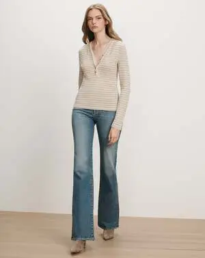 Veronica Beard Faelan Striped Henley Shirt