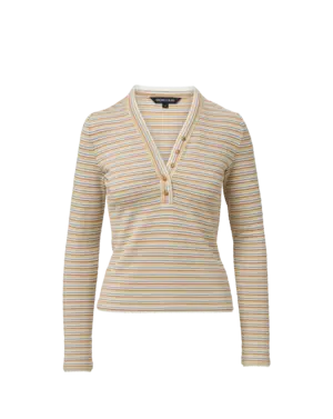 Veronica Beard Faelan Striped Henley Shirt
