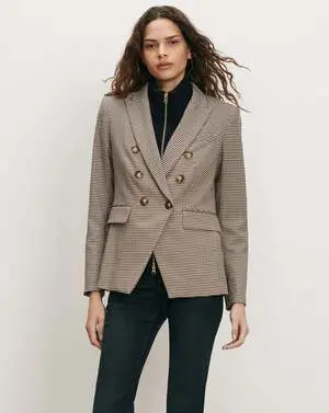 Veronica Beard Miller Houndstooth Dickey Jacket Rust Navy Multi