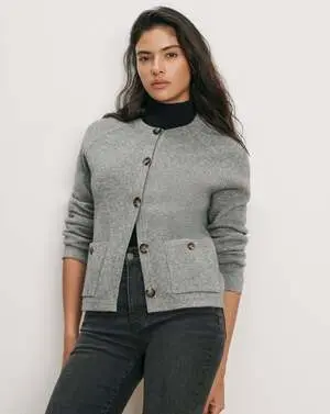Veronica Beard Elwood Merino Wool Cardigan - Medium Heather Grey