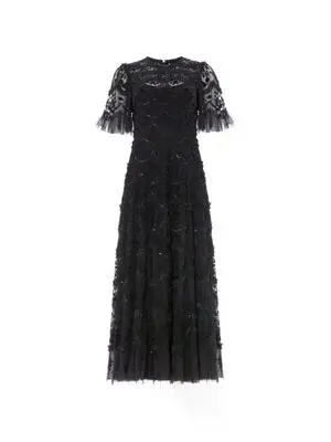 NEEDLE & THREAD Sequin-embellished Ruffled Maxi Dress