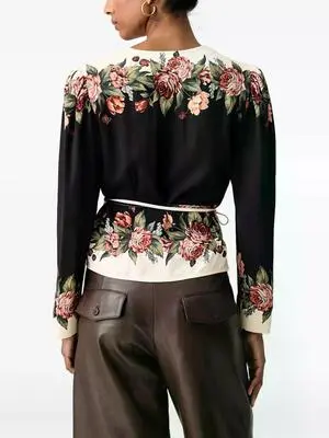 Farm Rio Floral-print Wrap Blouse