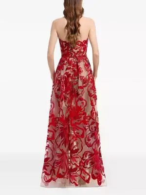 Elie Saab Velvet-embroidered Maxi Dress