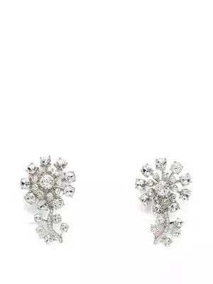 SELF-PORTRAIT Small Flower Crystal-embellished Earrings - Silver