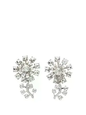 SELF-PORTRAIT Small Silver Flower Crystal-embellished Earrings