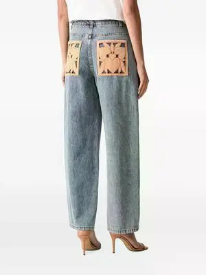Farm Rio Heart-motif Corduroy-patch Jeans