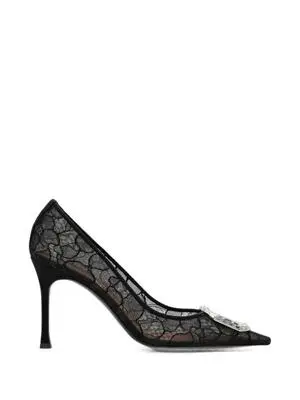 Amina Muaddi Camelia Crystal-embellished Lace Pumps