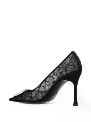 Amina Muaddi Camelia Crystal-embellished Lace Pumps