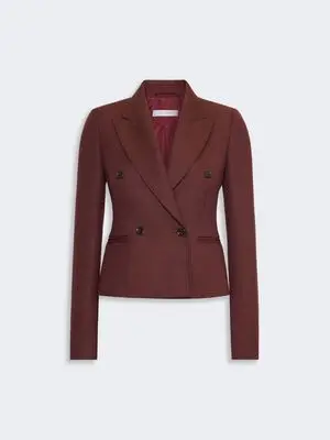 Max Mara Denim-effect Wool Double-breasted Jacket - Rust