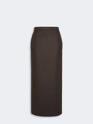 Max Mara Long Felted Wool Skirt - Mud