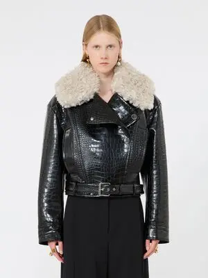 Max Mara Patent Leather Biker Jacket