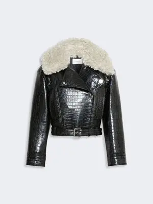 Max Mara Patent Leather Biker Jacket