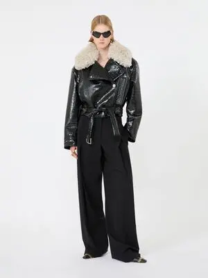 Max Mara Patent Leather Biker Jacket