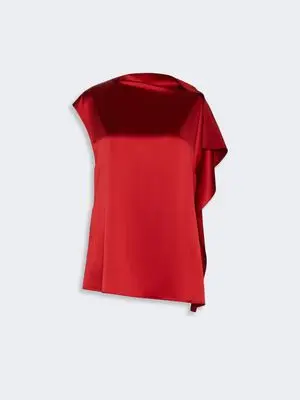 Max Mara Silk Top With Ruffle Detail - Ruby
