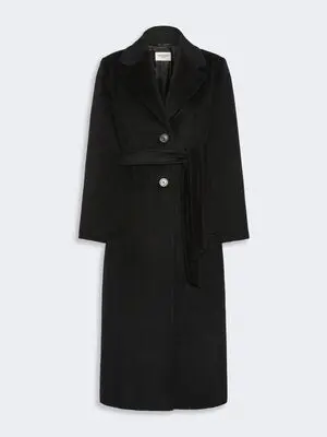 Max Mara Wool And Alpaca Teddy Long Coat - Black