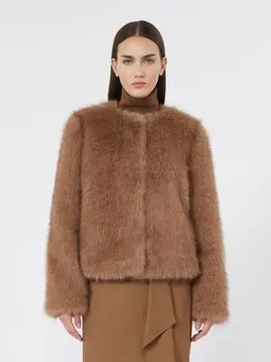 Max Mara Soft-textured Fabric Boxy Jacket - Beige
