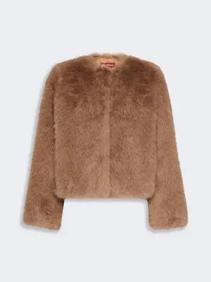 Max Mara Soft-textured Fabric Boxy Jacket - Beige