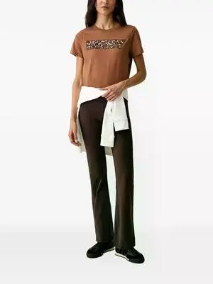 Dkny Logo-print Flared Trousers - Brown