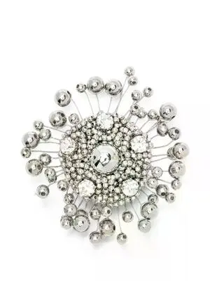 N°21 Crystal-embellished Beaded Brooch - Silver