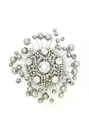 N°21 Crystal-embellished Beaded Brooch - Silver