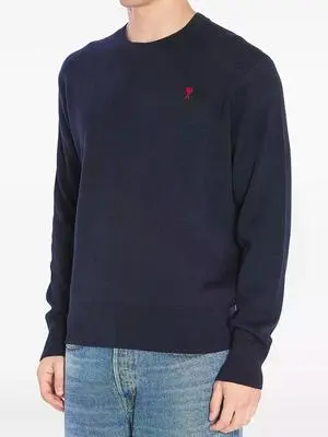 AMI Paris Crewneck Wool Sweater With De Coeur