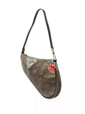 Dior 2001 Mini Canvas Printed Denim Saddle Pochette Shoulder Bag - Blue
