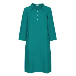 NOLOGO-CHIC Up Town Linen Shirt Dress Peacock