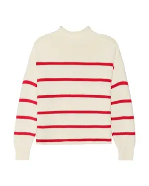ELLSWORTH + IVEY Cornelia Mock Neck Sweater Ivory - Red