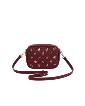 FABLE ENGLAND Alice Orla Embroidered Quilted Camera Bag In Burgundy