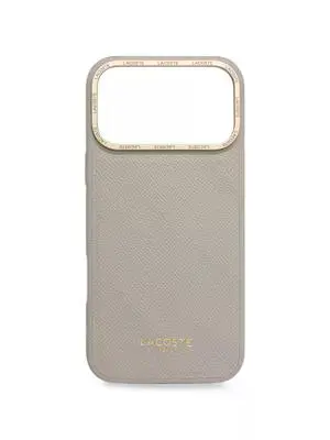 Lacoste Logo-engraved Pebbled-effect Iphone Case - Brown