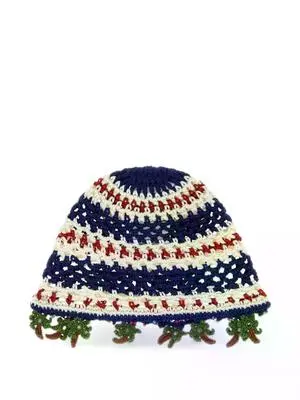 Alanui Embroidered Crochet Beanie Hat - Blue