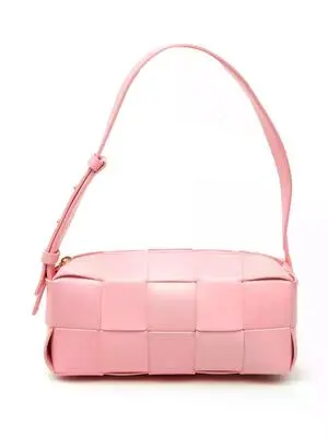 Bottega Veneta 2012-2026 Small Lambskin Intrecciato Brick Cassette Shoulder Bag - Pink