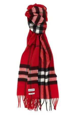Burberry Check Cashmere Scarf Red