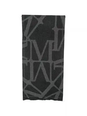 Marc O'polo Logo-intarsia Frayed Scarf - Black