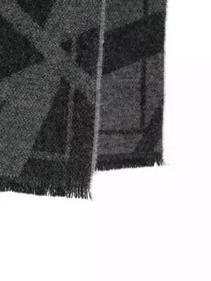 Marc O'polo Logo-intarsia Frayed Scarf - Black
