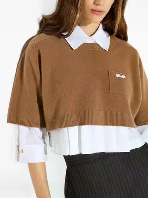 Elisabetta Franchi Wool And Cashmere Top - Neutrals