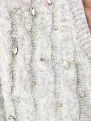 Dkny Crystal-embellished Cable-knit Sweater