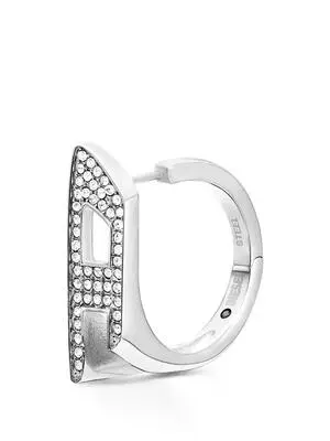 DIESEL® Crystal-embellished Oval D Hoop Earring - Silver
