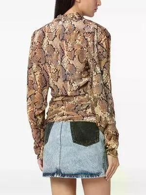 Isabel Marant Étoile V-neck Snakeskin-print Blouse - Brown