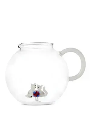 ICHENDORF MILANO Cat-motif Glass Jug - White