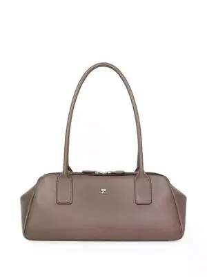 COURREGES Strip Logo-plaque Leather Tote Bag - Grey