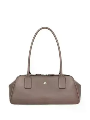 COURREGES Strip Logo-plaque Leather Tote Bag - Grey