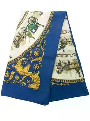 Hermès 1965-2000 La Promenade De Longchamps Silk Scarf 90 Scarves - Blue